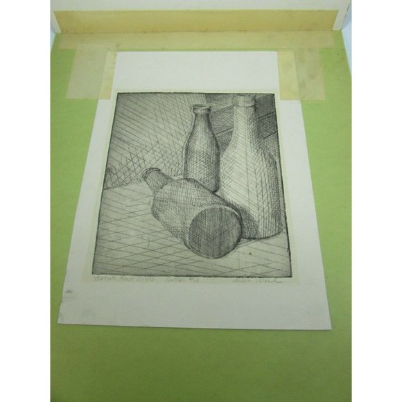 Art | Vintage Drawing Sketch Print Artists Proof Bottles 1976 Artist ...
